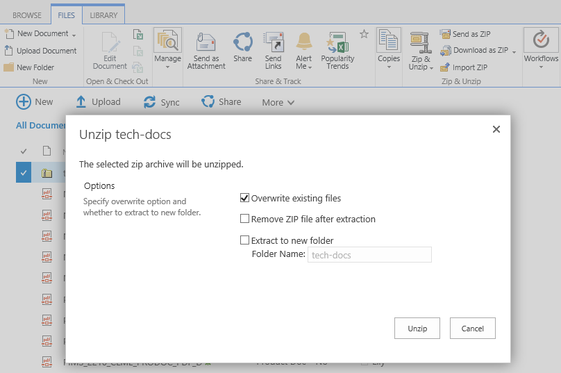 Zip And Unzip Multiple Documents In SharePoint Library Bulk Zip And Unzip