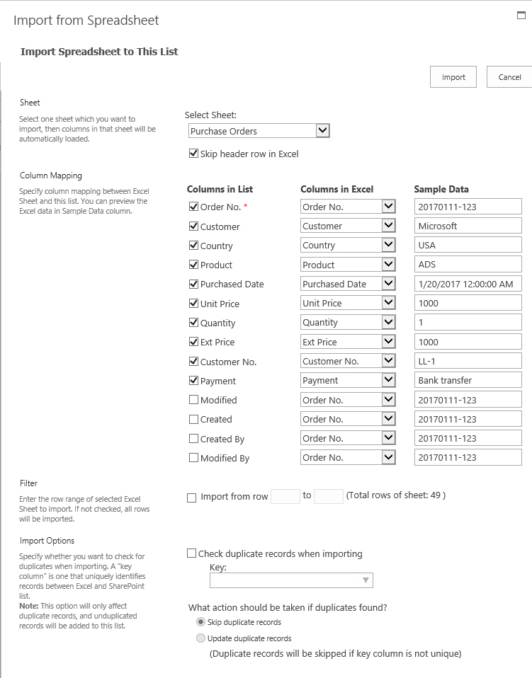 SharePoint Excel Import Tutorial